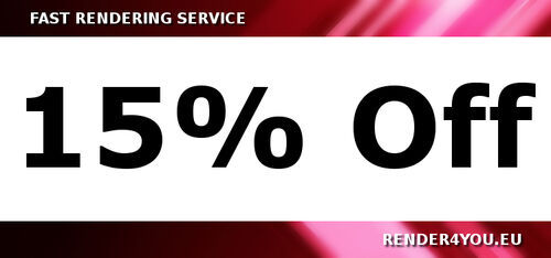New prices at Render4you! 15% Off for all Render Credits.